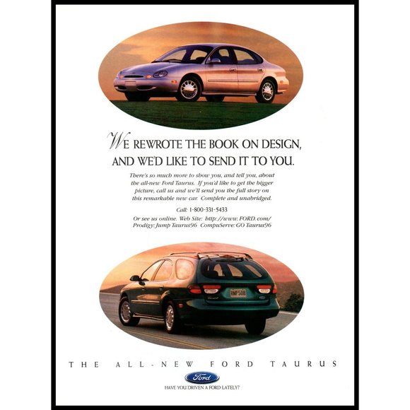Ford | Art | 996 Ford Taurus Sedan And Wagon Vintage Print Ad Man Cave ...